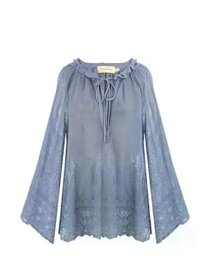 CECILIA PRADO Crochet-knit Ruffled Blouse