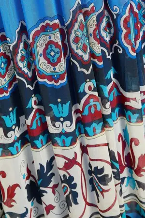 Farm Rio Gathered Printed Georgette Maxi Dress