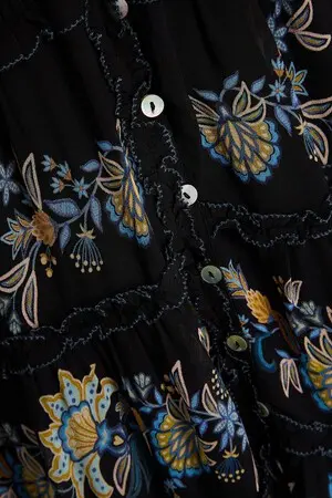 Farm Rio Ruffled Floral Print Crepe Mini Dress