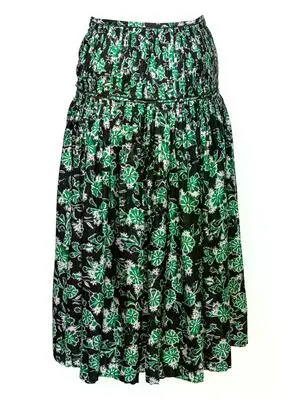 Marni Floral Pleated Midi Skirt