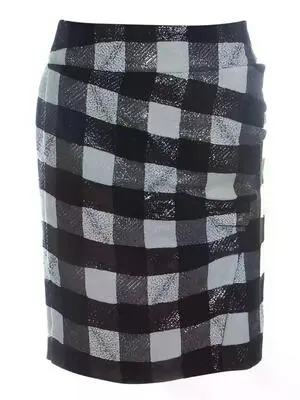 Emporio Armani Checkered Midi Skirt - Black