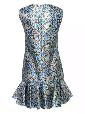 MARY KATRANTZOU Metallic Finish Graphic Print Dress