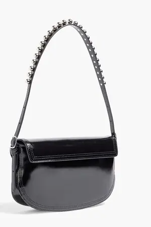 Bally Beckett Studded Glossed-leather Shoulder Bag