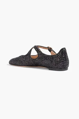 Bally Leather Glittered Ballet Flats