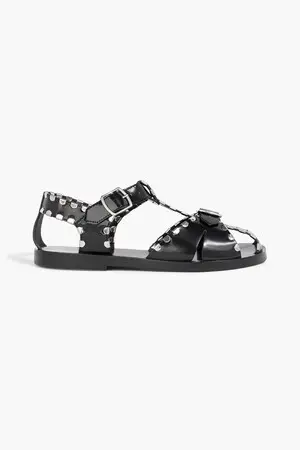 Bally Bally Studded Glossed Leather Sandals Black