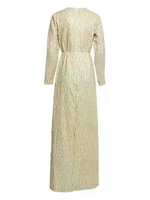 Max Mara V-neck Maxi Dress With Pleated Skirt