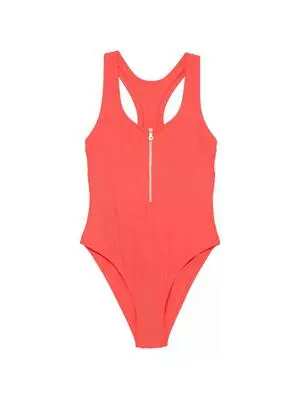 Heidi Klein Zip-up Honeycomb Texture Swimsuit - Red