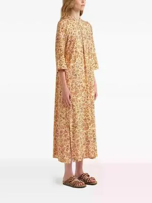 Malìparmi Fan Print Side Slit Midi Dress
