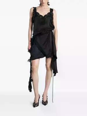 ANGELICA MONTINI Viv Lace-trim Asymmetric Mini Dress - Black