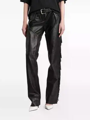 ANGELICA MONTINI Leather Fringe Trousers
