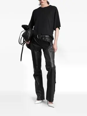 ANGELICA MONTINI Leather Fringe Trousers