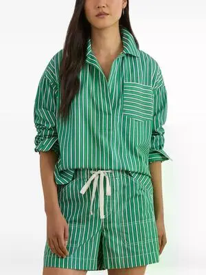 Ralph Lauren Striped Cotton V-neck Blouse
