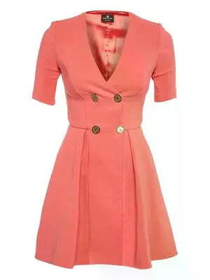 Elisabetta Franchi Coral Pink Double-breasted Mini Dress