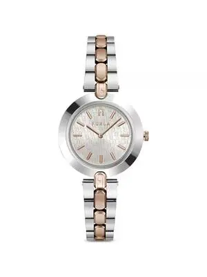 Furla Logo Links 34mm Watch - Silver
