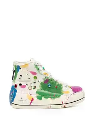 R13 Paint-splatter Stud-embellished Trainers