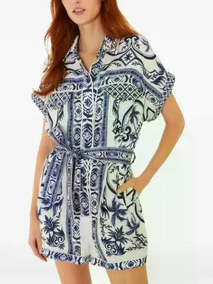 Farm Rio Wonderful City Belted Playsuit - White
