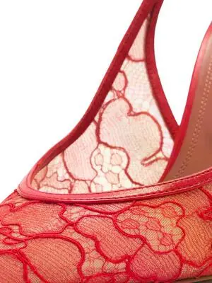 Amina Muaddi Lace-embellished Slingback Pumps