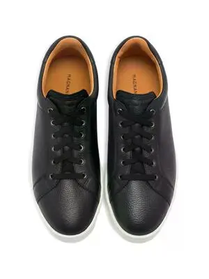 Magnanni Pebbled Leather Lace-up Sneakers - Black