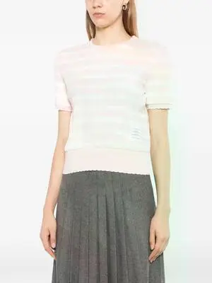 Thom Browne Striped T-shirt With Logo Patch