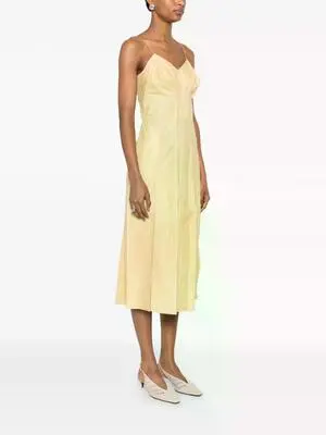 Calvin Klein Light Leather V-neck Midi Dress
