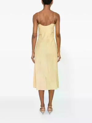 Calvin Klein Light Leather V-neck Midi Dress