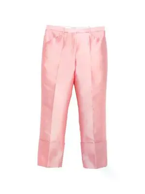 Calvin Klein Satin-finish Turn-up-cuff Trousers - Pink