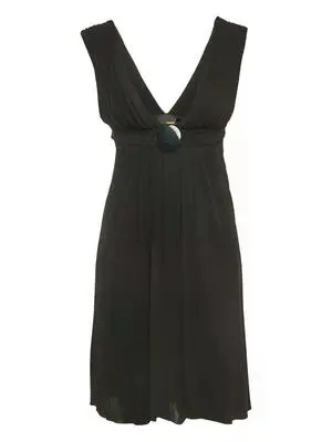 Fendi Sleeveless V-neck Mini Dress - Black