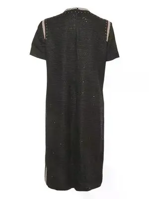 Elie Saab Tweed Fabric Midi Dress With Stud Embellishment