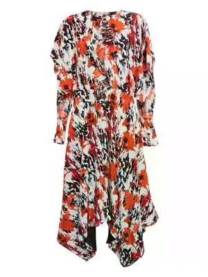 Roberto Cavalli Floral Print Silk Dress