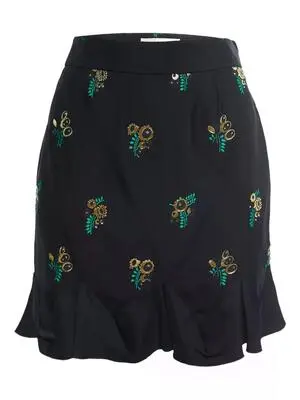 Stella McCartney Embroidered Ruffle Mini Skirt - Black