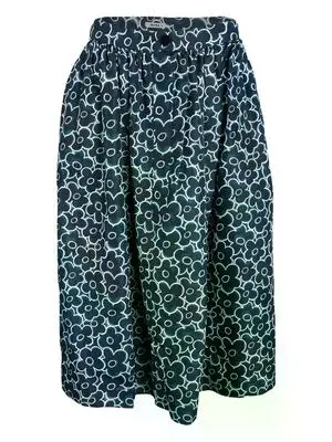 Miu Miu Floral Print Gathered Silk Midi Skirt