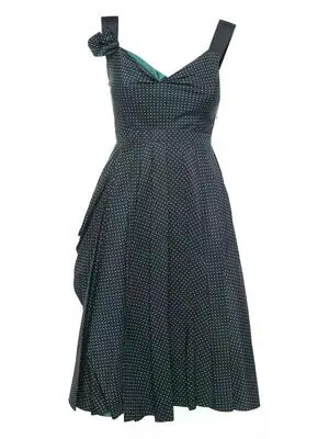 Prada Polka Dot Pleated Midi Dress