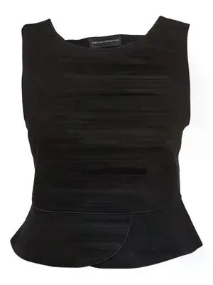 Emporio Armani Peplum Open Back Top - Black