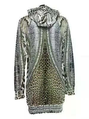 Roberto Cavalli Zebra-leopard Print Hooded Jacket - Black