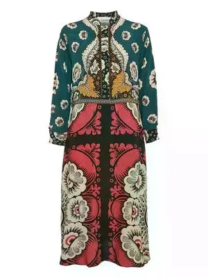 Valentino Garavani Printed Crepe De Chine Dress - Green
