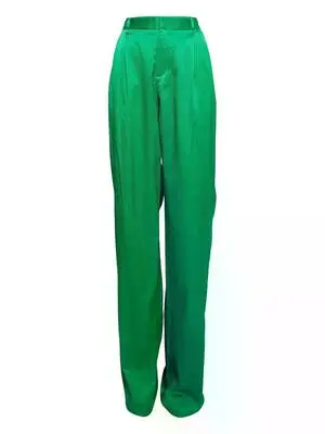 Attico Pleat Detail Satin Trousers - Green