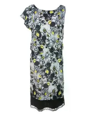 Gianfranco Ferre Asymmetrical Lace Midi Dress - Black