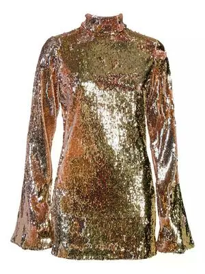 Halpern Sequin-embellished Mini Dress - Gold