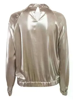 Sara Battaglia Metallic Sheen Raglan Sleeve Blouse