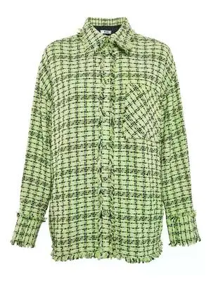 MSGM Tweed Fringed Jacket - Green