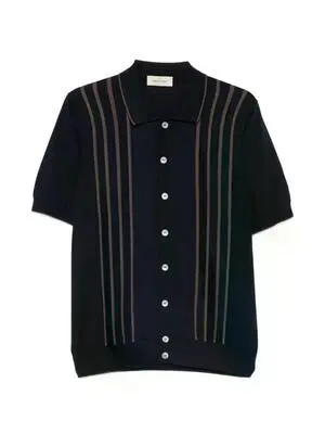 GRAN SASSO Vertical-stripe Short-sleeve Shirt - Blue