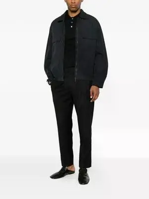 GRAN SASSO Ribbed-knit Short-sleeve Polo Shirt