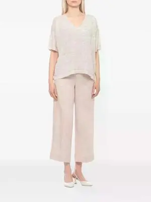 D.exterior Embroidered V-neck T-shirt