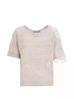 D.exterior Lace-appliqué T-shirt - Neutrals