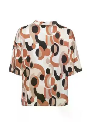 KANGRA Geometric Print V-neck Blouse