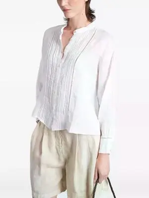 120% Lino Pintucked Open-stitch Shirt