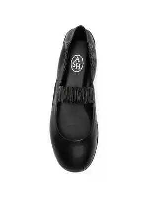 Ash Ruched-strap Leather Ballet Flats