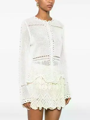 Erdem Crochet-knit Peplum Cardigan