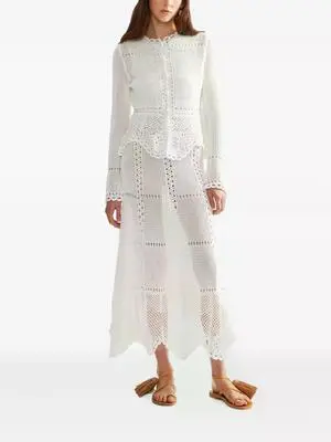 Erdem Crochet-knit Peplum Cardigan - White