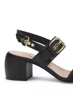 Agl Buckle-detail Block-heel Sandals - Black